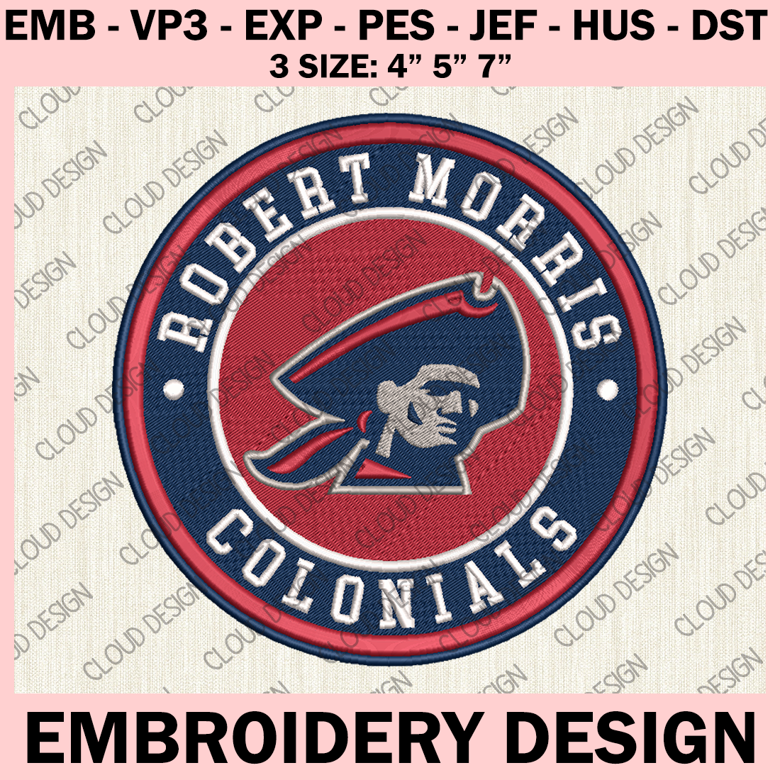 Robert Morris Colonials NCAA Embroidery Design, Colonials Lo | Inspire ...
