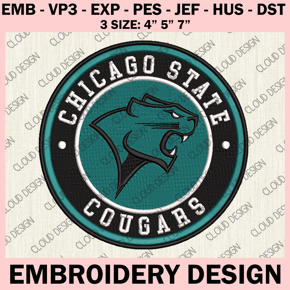 Chicago State Cougars NCAA Embroidery Design, Cougars Logo B - Inspire ...