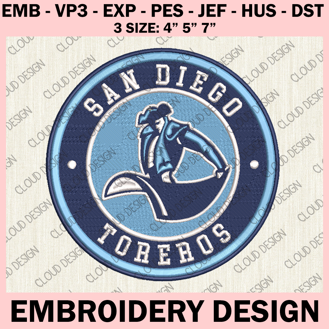 San Diego Toreros NCAA Embroidery Design, Toreros NCAA Logo - Inspire ...