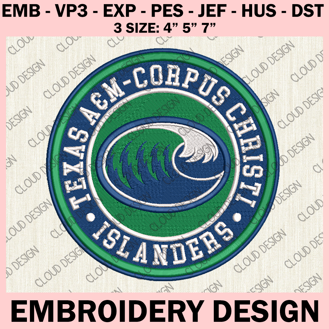 Texas A&M-Corpus Christi Islanders NCAA Embroidery Design, I - Inspire ...