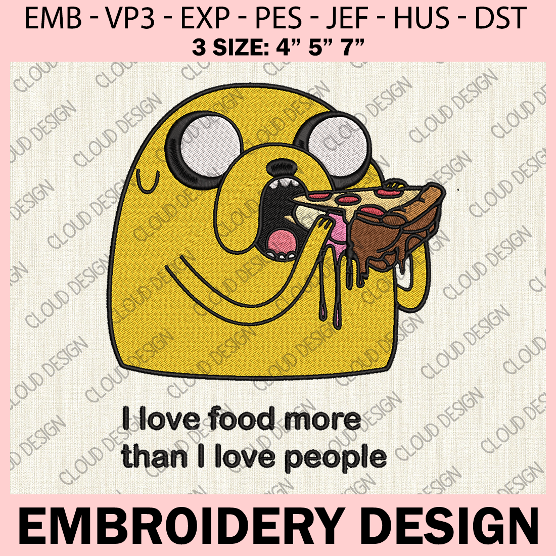 Jake I Love Food Embroidery Design, Jake Adventure Time Embr - Inspire ...