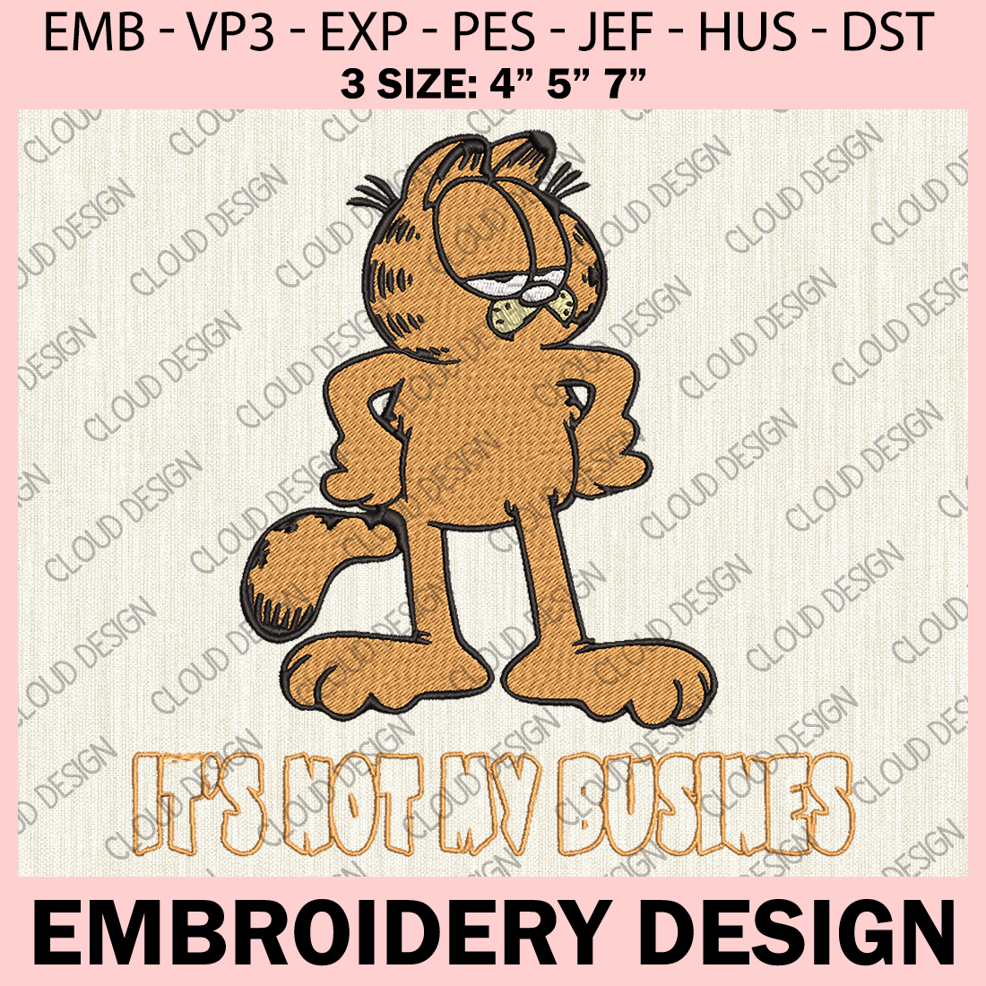 Garfield Its Not My Business Embroidery File, Garfield the C - Inspire ...