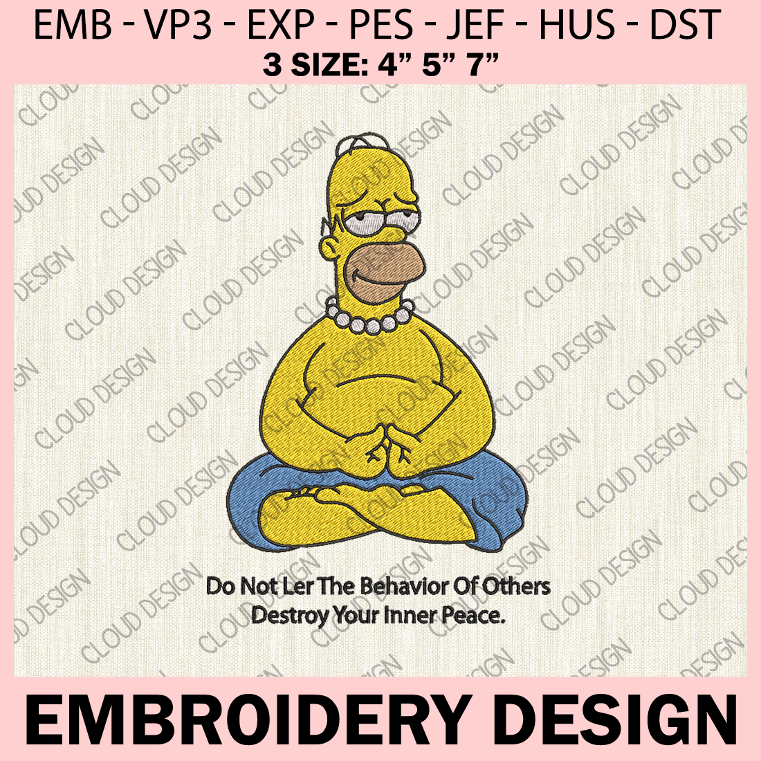 Homer Simpson Lotus Pose Embroidery Design, The Simpson Embr - Inspire ...