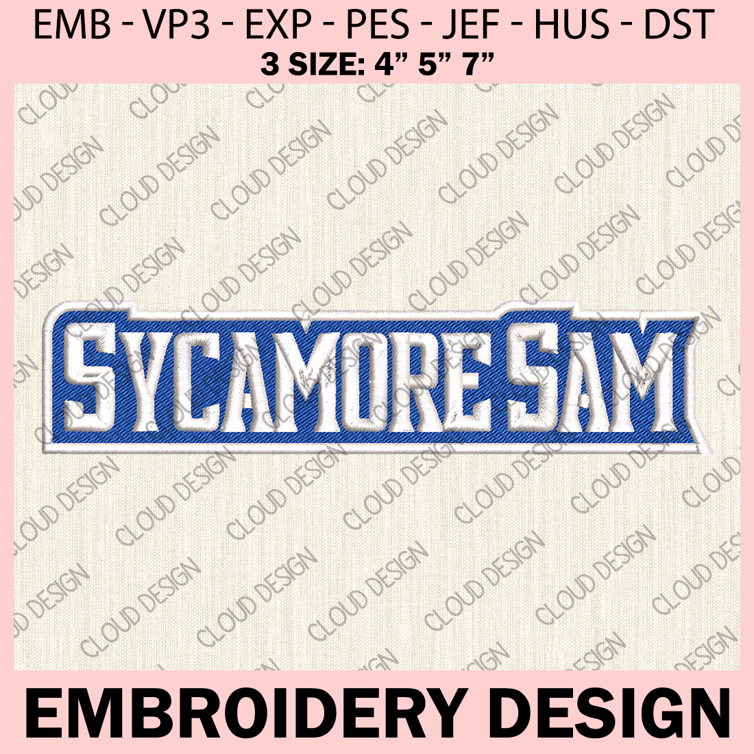Sycamore Sam Logo Embroidery File, Indiana State Sycamores M - Inspire ...