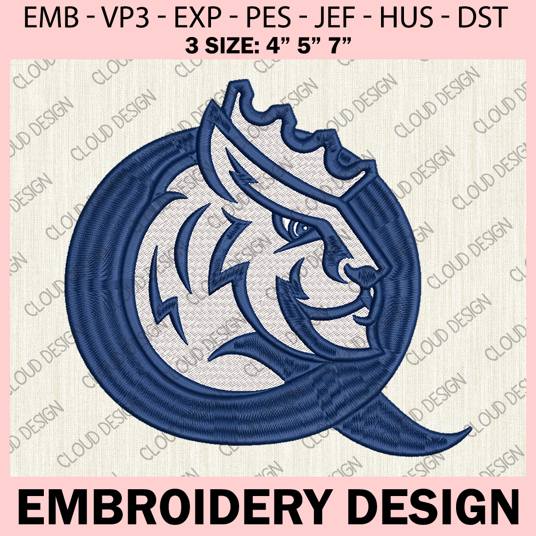NCAA Queens University Logo Machine Embroidery Pattern, Quee - Inspire ...