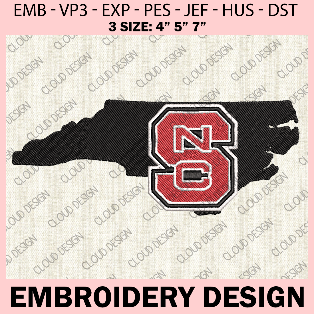 NC State Wolfpack Logo Machine Embroidery Design, NC State W - Inspire ...