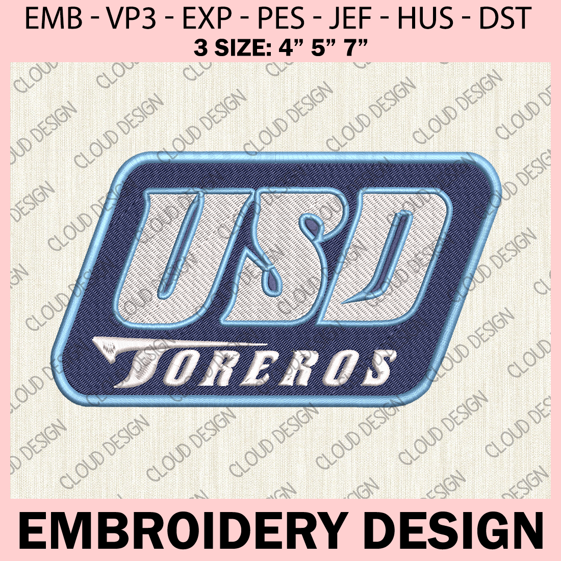 San Diego Toreros Logo Embroidery Design, San Diego Toreros - Inspire ...