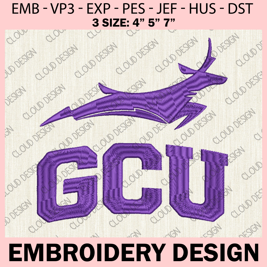 GCU Grand Canyon Lopes Logo Embroidery Design, Grand Canyon | Inspire ...
