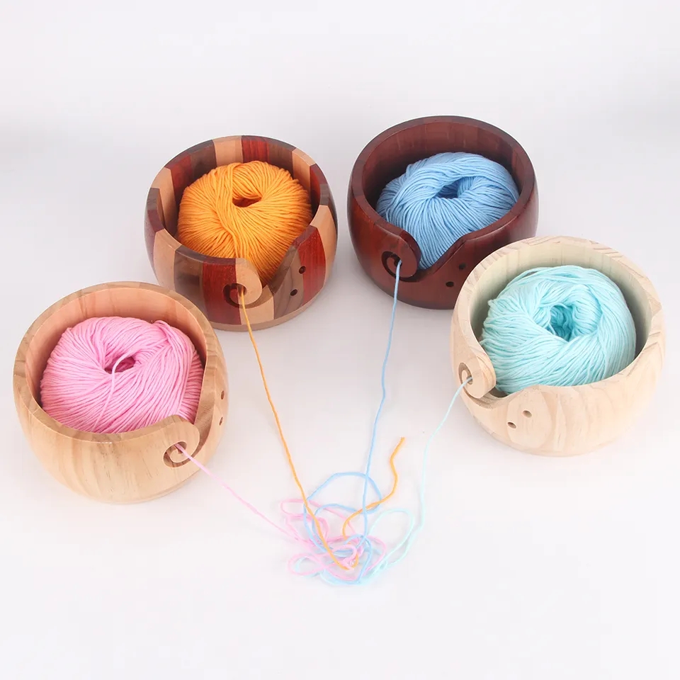 Wooden Yarn Bowl with Holes - Handmade Knitting and Crochet | Inspire ...