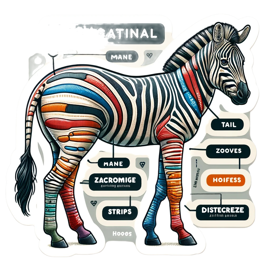Sticker featuring a detailed illustration of a zebra image o | Inspire ...