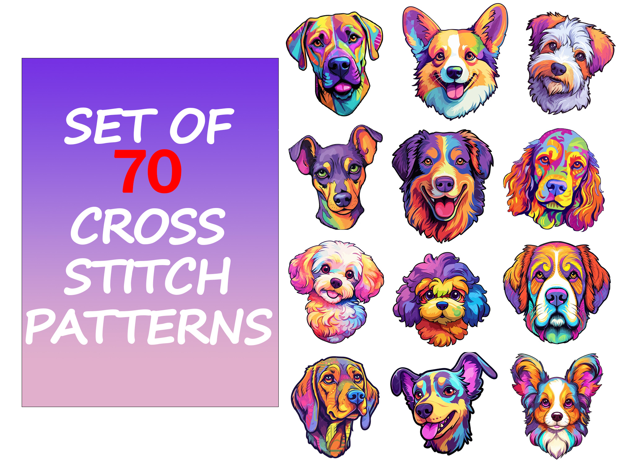 Cross Stitch Pattern Set Of 70 Dogs Patterns Counted Cross S | Inspire ...