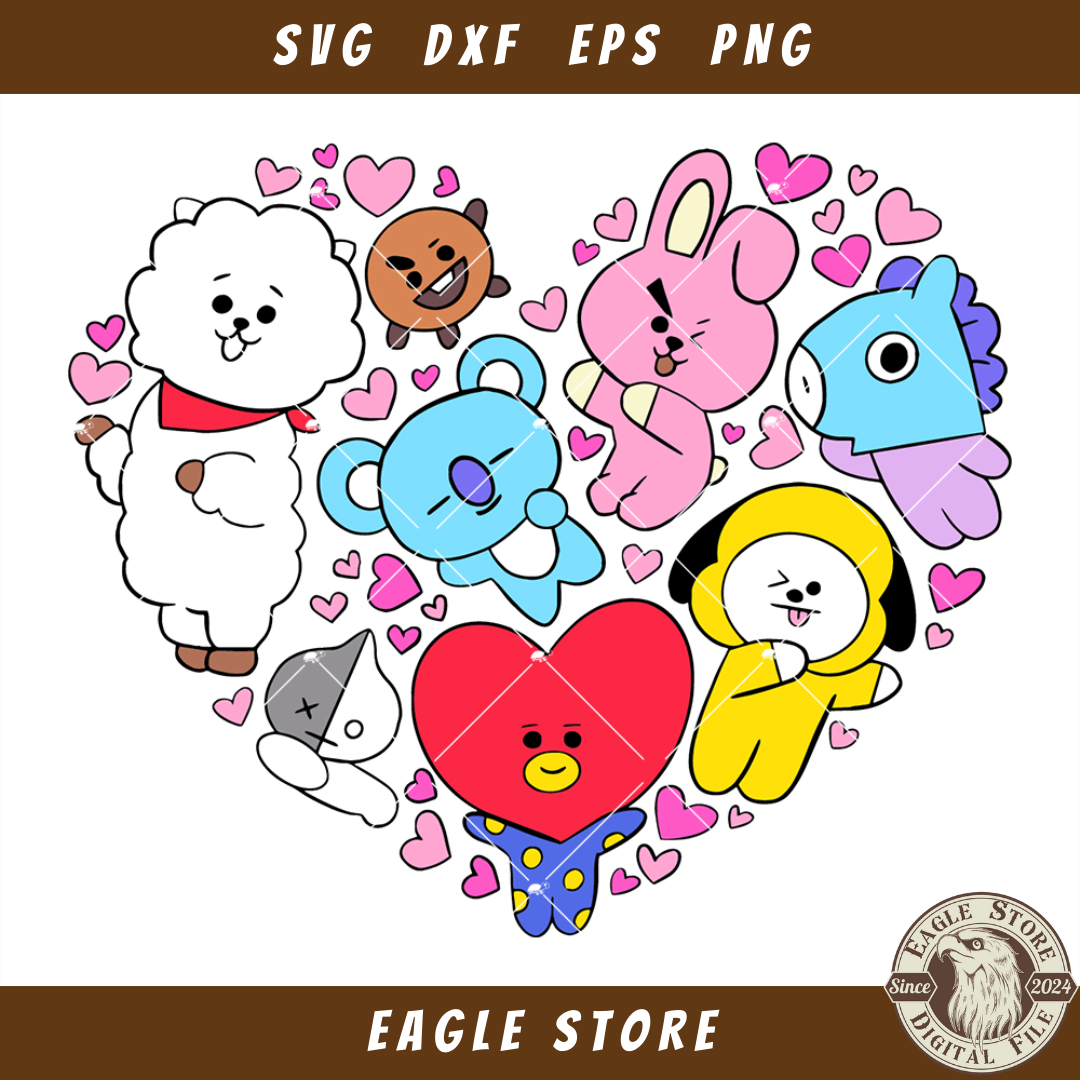BTS Friends Svg, Bts Svg, Bts Heart Svg, BTS Logo Svg | Inspire Uplift