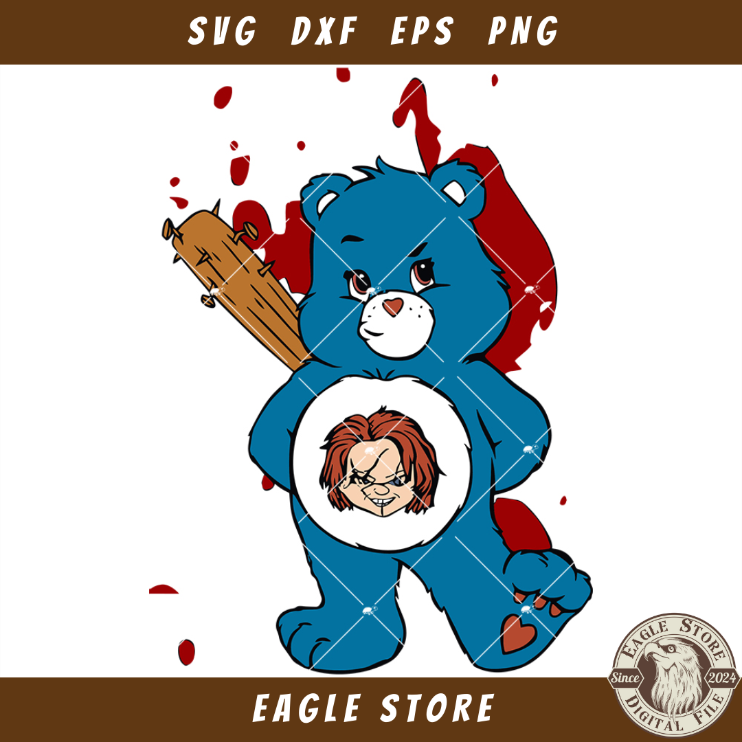 Care Bear Chucky Svg, Cute Bear Halloween Svg, Chucky Doll - Inspire Uplift
