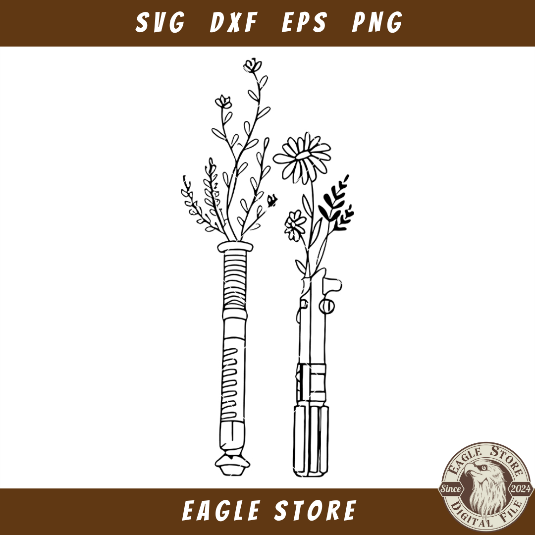 Lightsaber with Flower Svg, Womens Star Wars Svg, Cute | Inspire Uplift