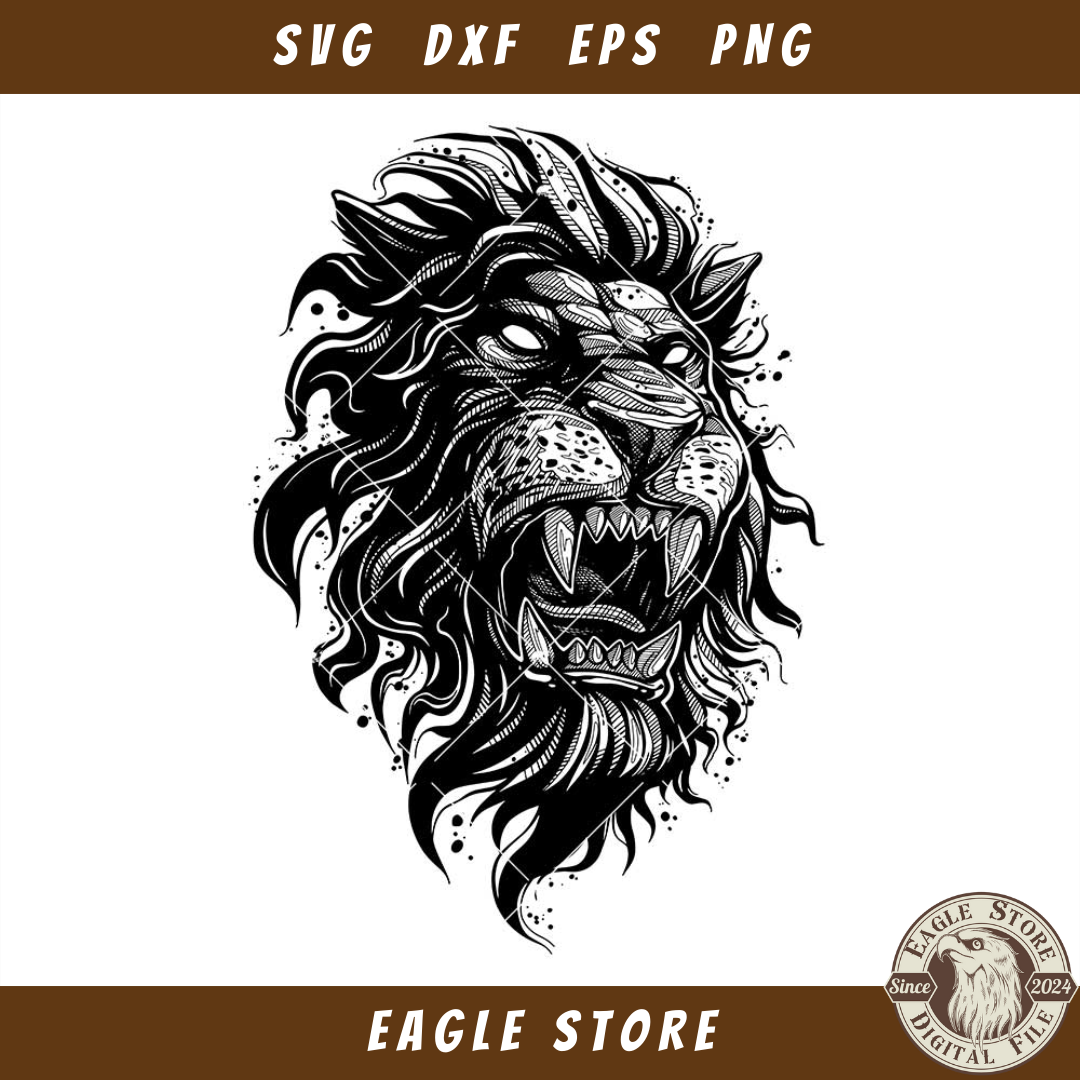 Lion Roar Artistic Svg, Lion Head Svg, Lion Tattoo Svg (1) | Inspire Uplift