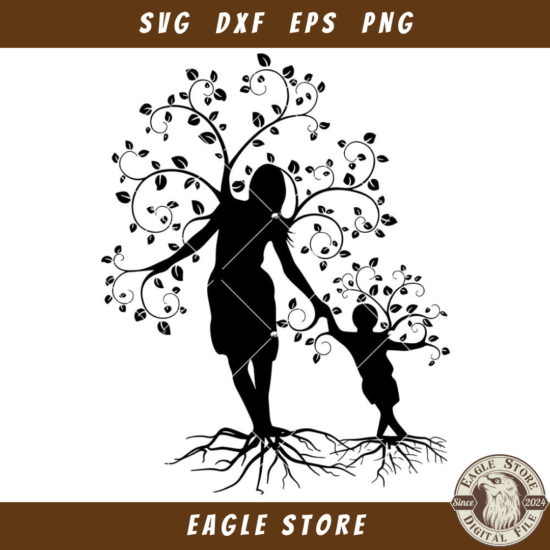 Mom And Child Tree Svg, Mother And Toddler Svg, Mommy | Inspire Uplift