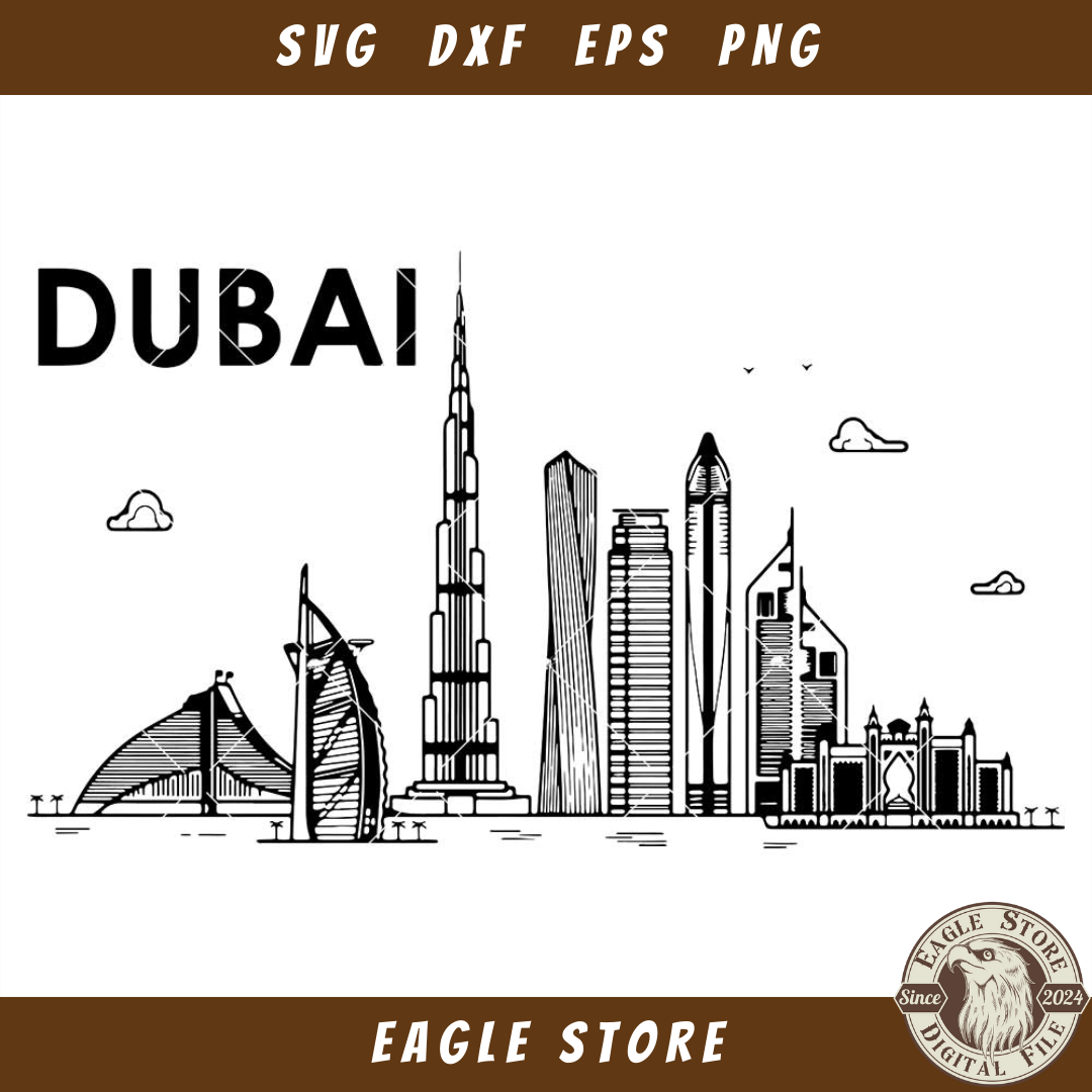 Arab Emirates Skyline Svg, Dubai UAE Svg, Cityscape Svg - Inspire Uplift