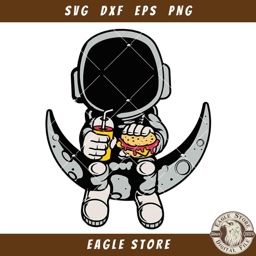 Astronaut Moon Burger Svg, Funny Astronaut Svg, Space Svg - Inspire Uplift