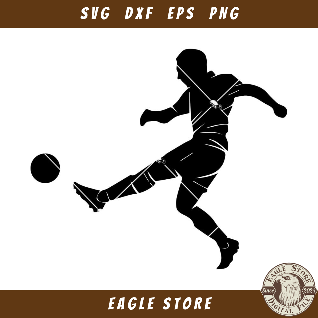 Ball Football Kick Male Svg, Player Soccer Silhouette Svg | Inspire Uplift