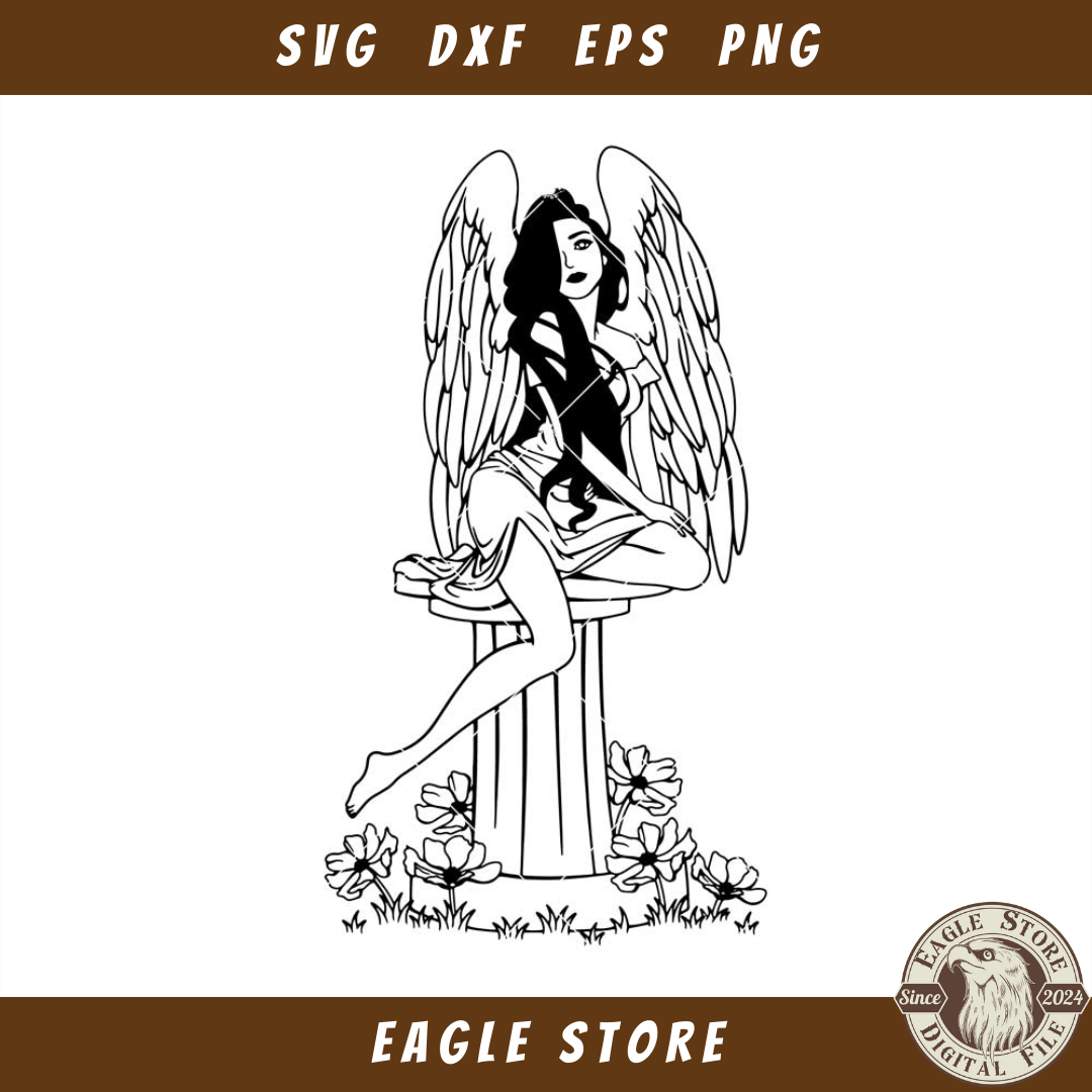 Beautiful Angel Wings Svg, Sitting Angel Svg, Sitting Girl S | Inspire ...