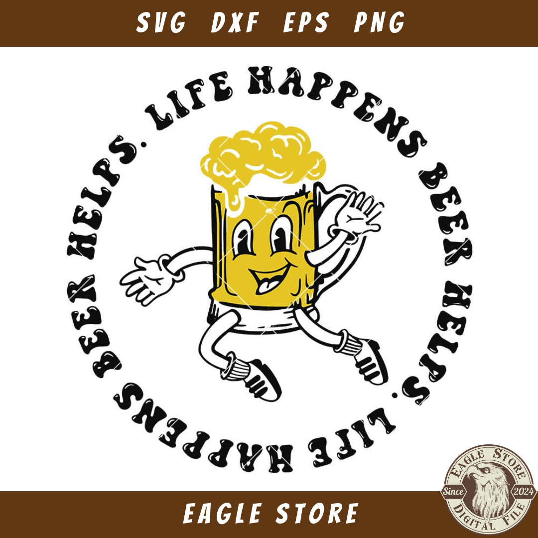 Beer Smiley Face Mug Svg, Beer Helps Svg, Beer Lover Svg - Inspire Uplift