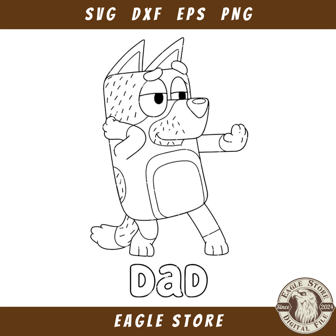 Bluey Dad Svg, Bluey Cartoon Svg, Dog Dad Svg, Bluey Svg | Inspire Uplift