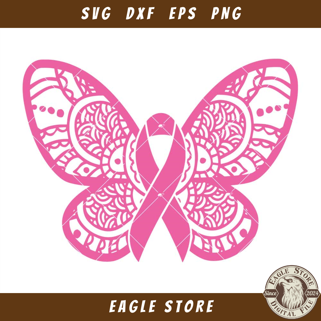 Breast Cancer Butterfly Ribbon Svg, Butterfly Ribbon Svg | Inspire Uplift