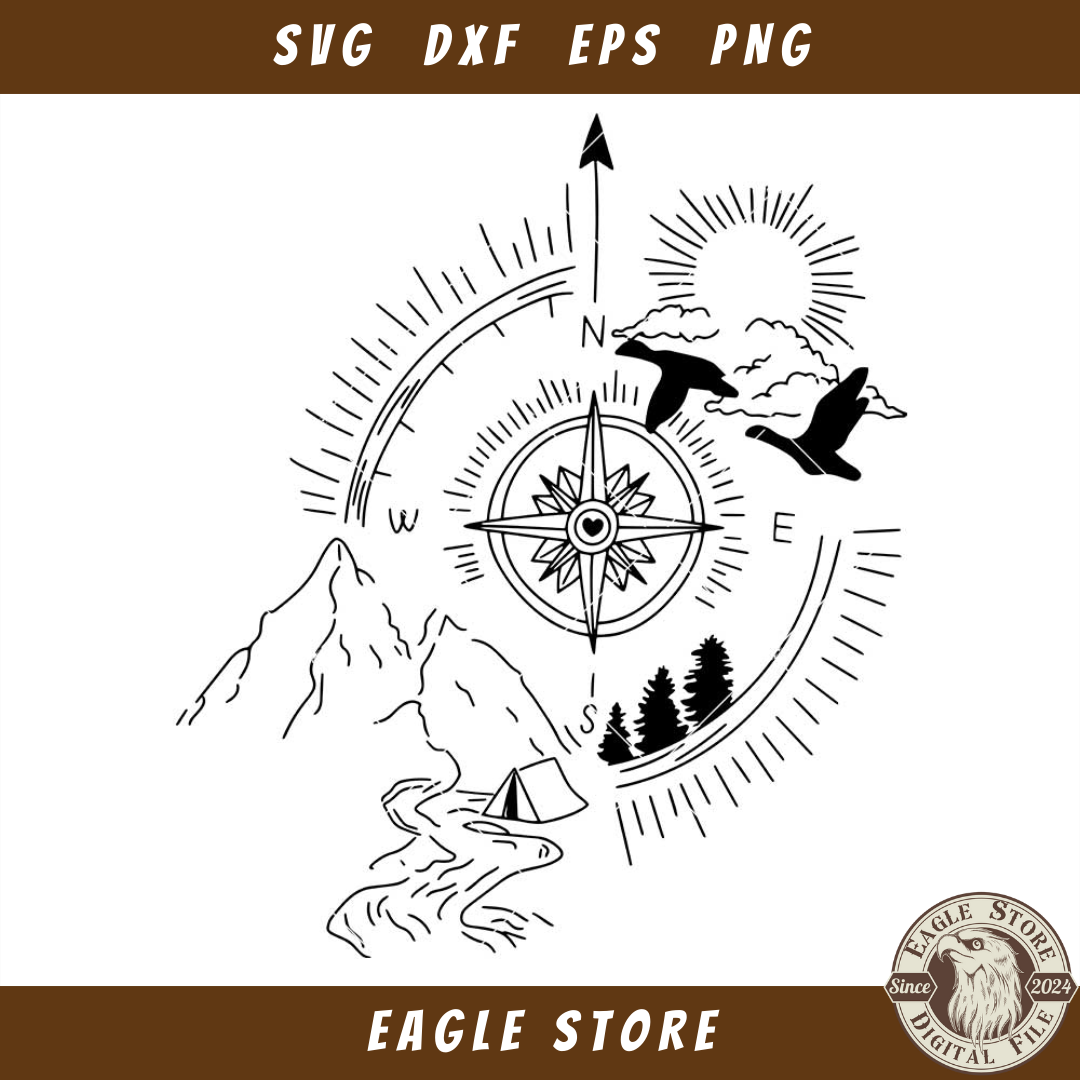 Camping Compass Svg, World Map Svg, Adventure Svg | Inspire Uplift