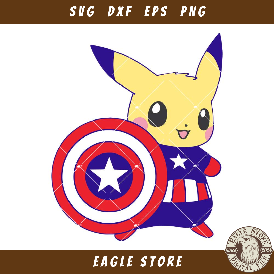 Captain America Pikachu Svg, Pikachu Pokemon Svg, Captain - Inspire Uplift