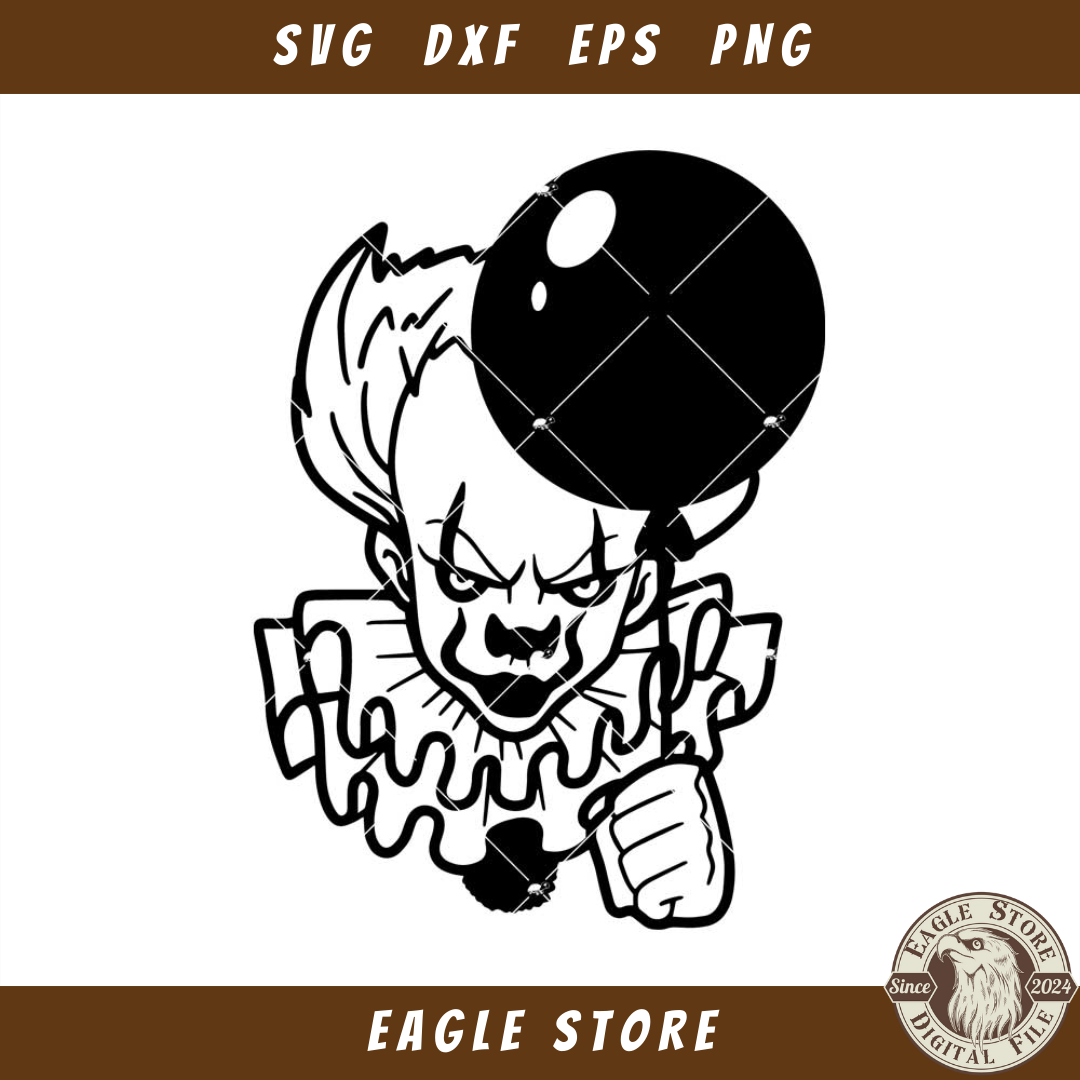 Clown with a Balloon Svg, Horror Clown Svg, Clown Halloween | Inspire ...
