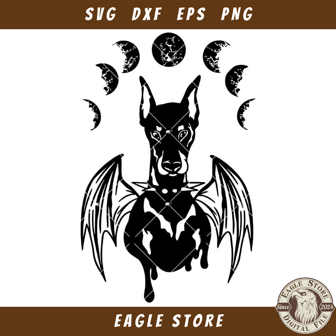 Cool Doberman Moon Phase Svg, Gothic Dog Svg, Doberman - Inspire Uplift