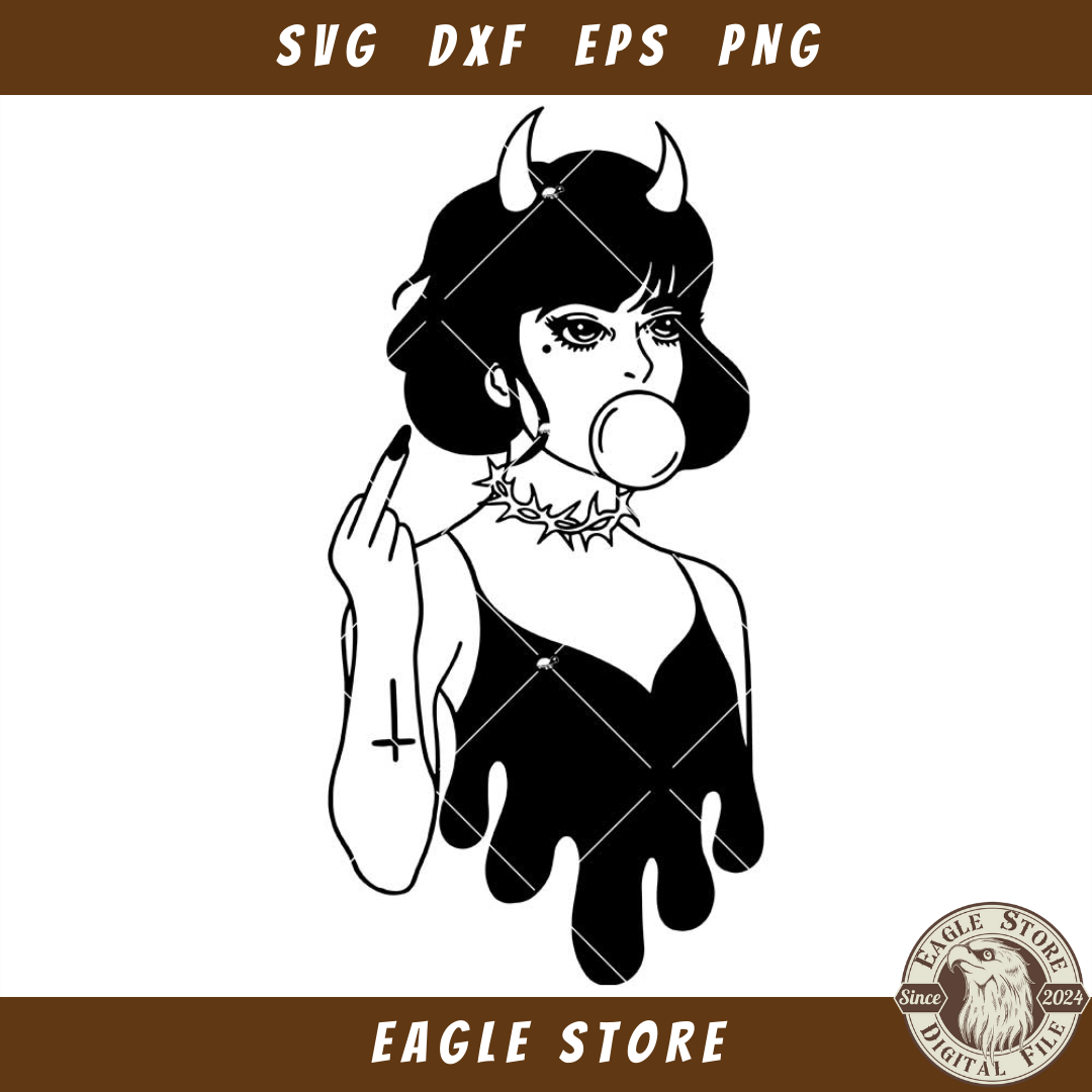 Devil Girl with Middle Finger Svg, Baddie Girl Svg - Inspire Uplift