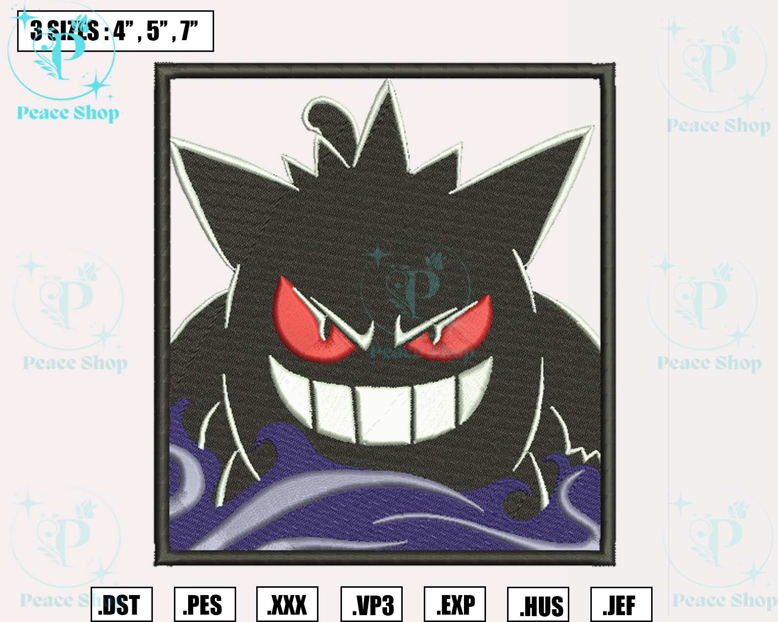 Gengar Embroidery Design, Pokemon Embroidery File, Anime Emb - Inspire ...