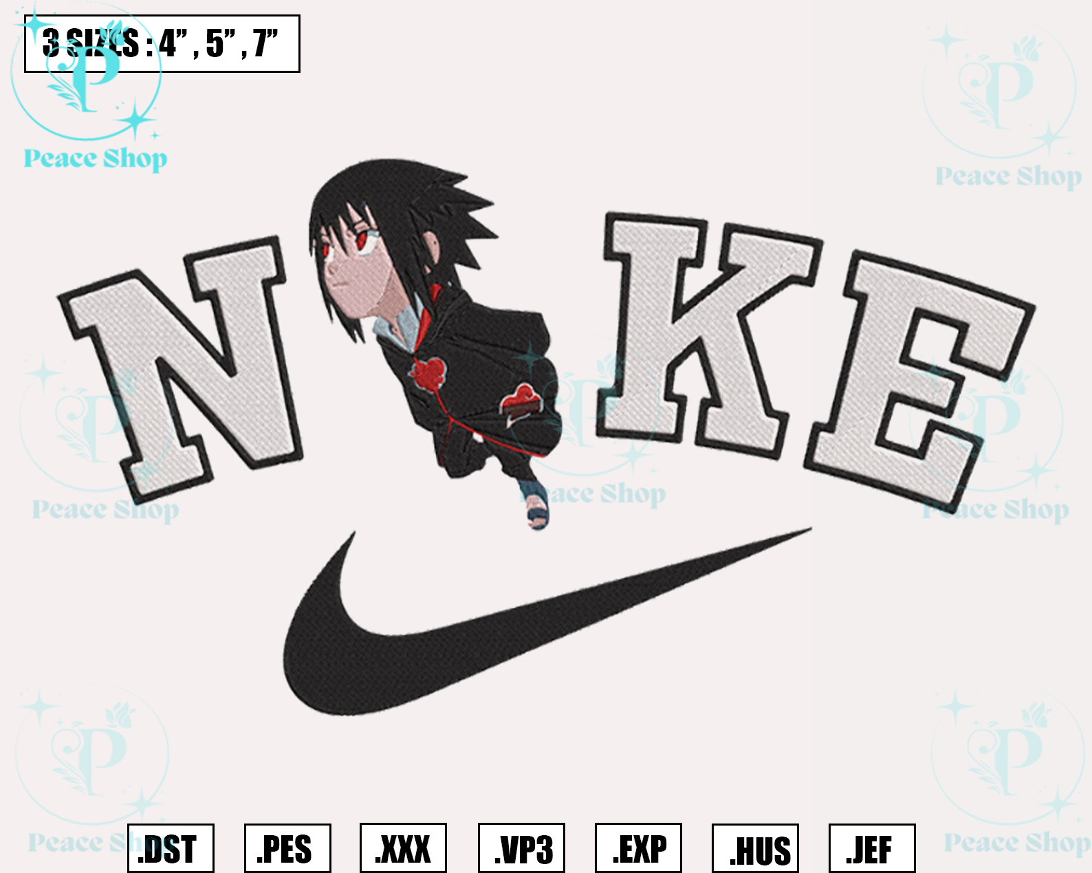 Nike Chibi Sasuke Akatsuki Mangekyo Embroidery Designs File, | Inspire ...