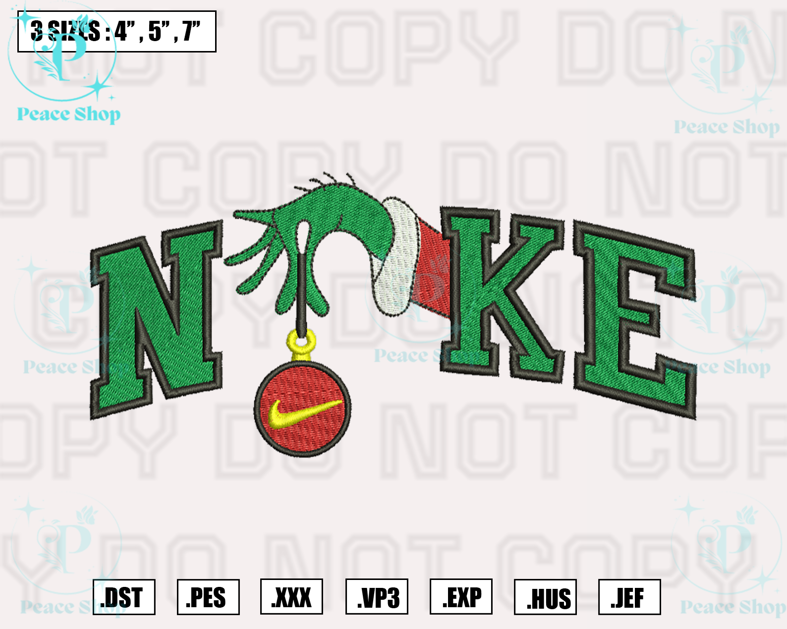 Nike Grinch Hand Embroidery Designs, Machine Embroidery File | Inspire ...