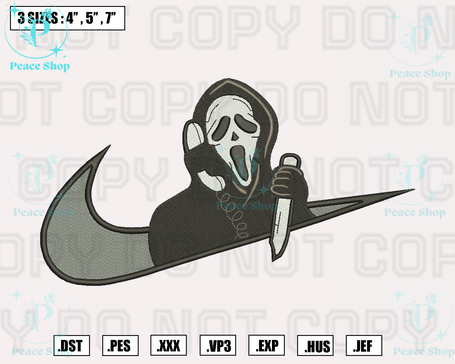 Nike x Scream Ghost Face Embroidery Designs, Halloween Embro | Inspire ...