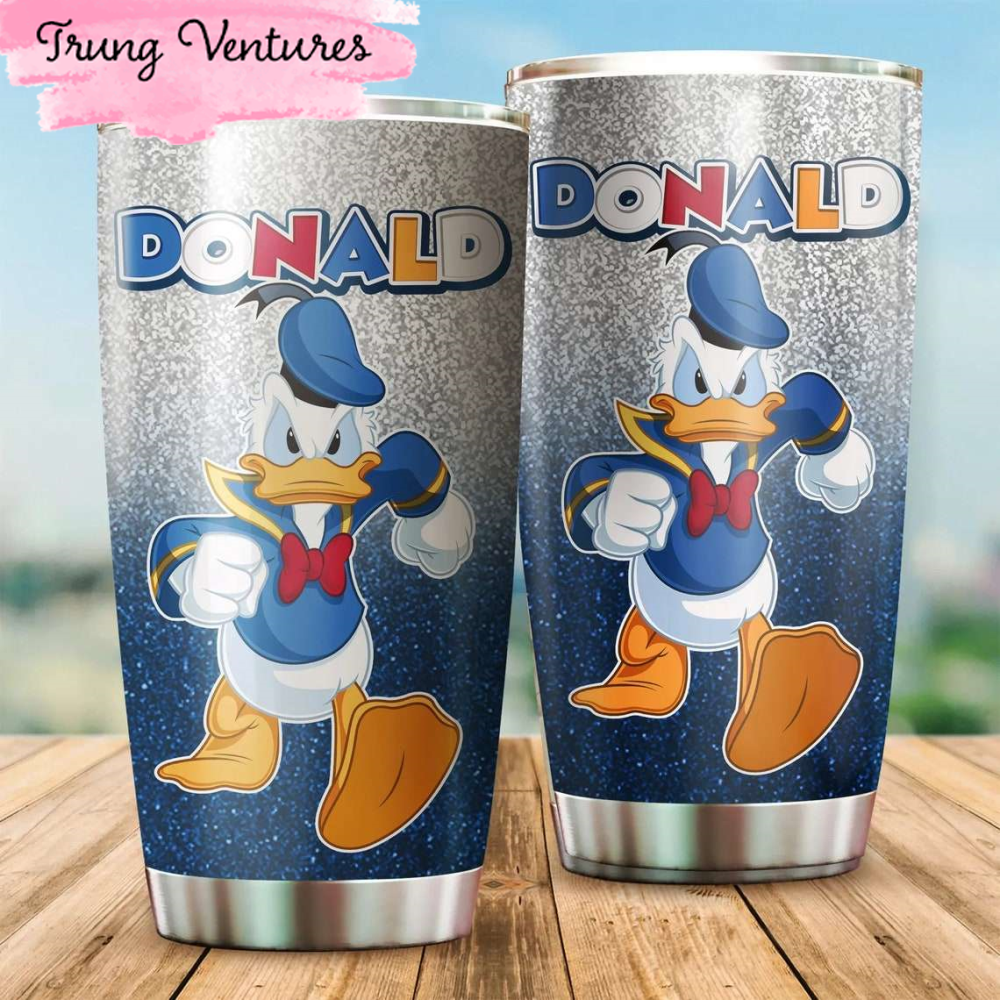 Cartoon Movie Donald Duck Blue Glitter Stainless Steel Tumbl | Inspire ...