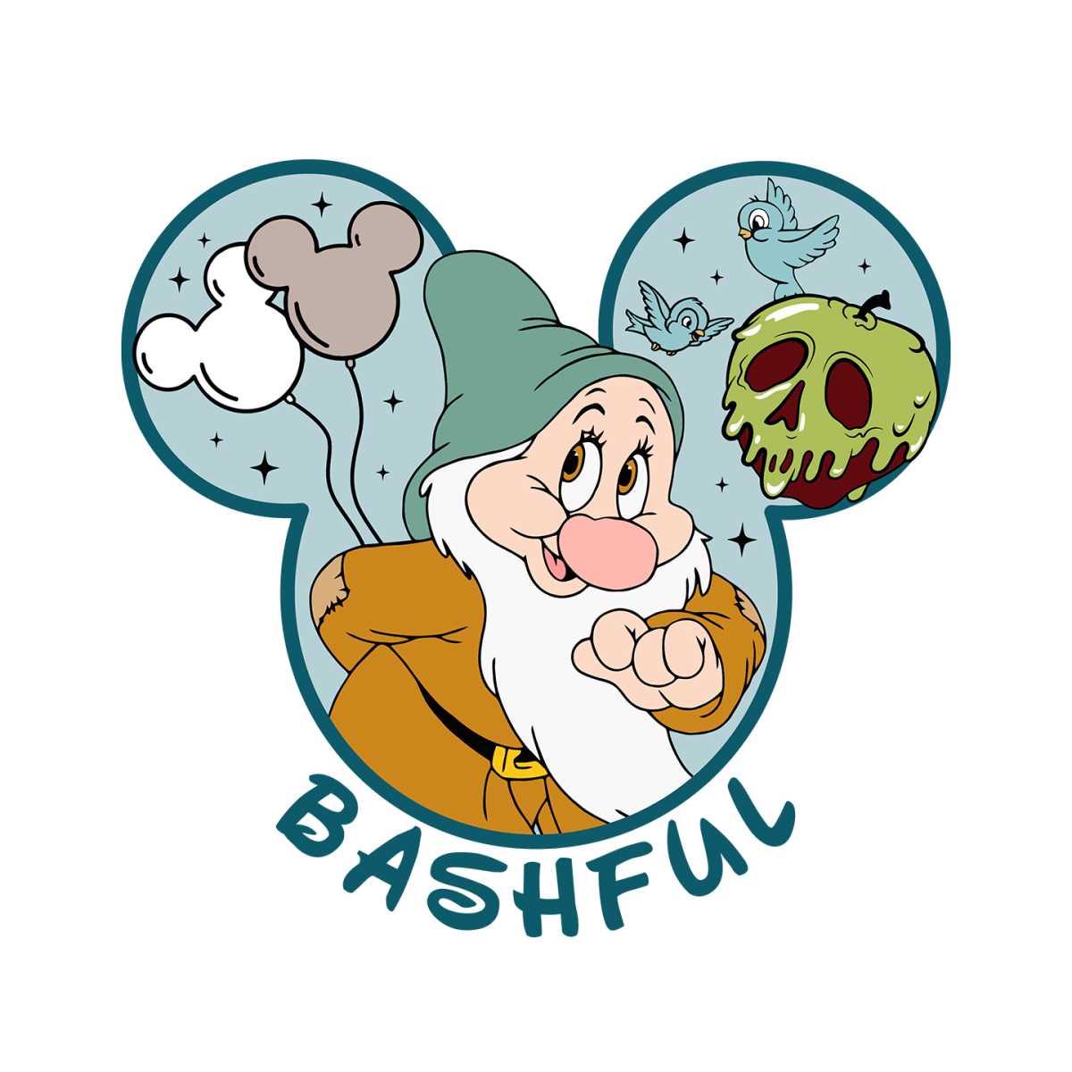 Bashful The 7 Dwarfs Mickey Mouse Head SVG | Inspire Uplift