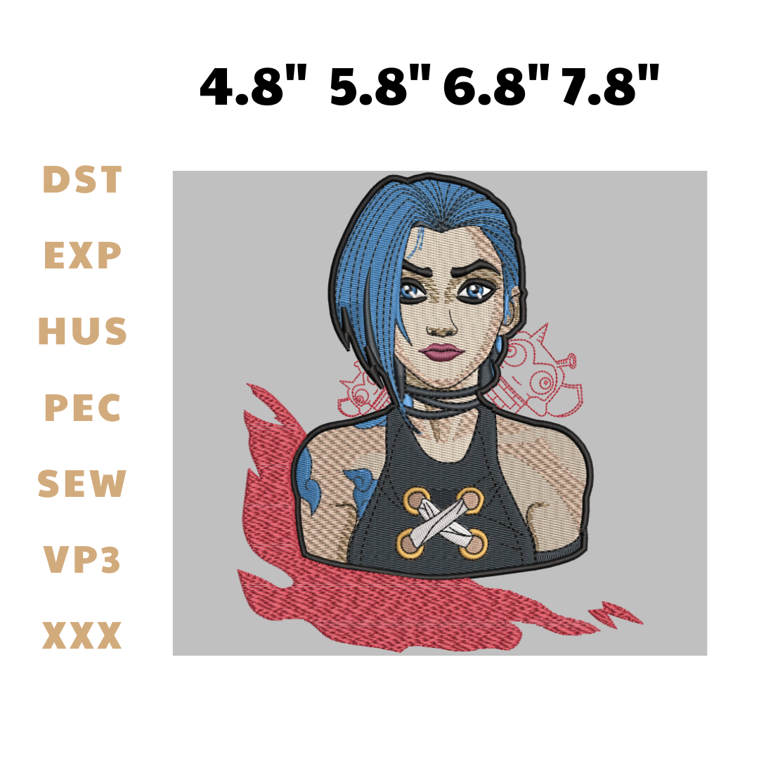 JINX ARCANE Embroidery Design File, Anime Inspired Embroider | Inspire ...