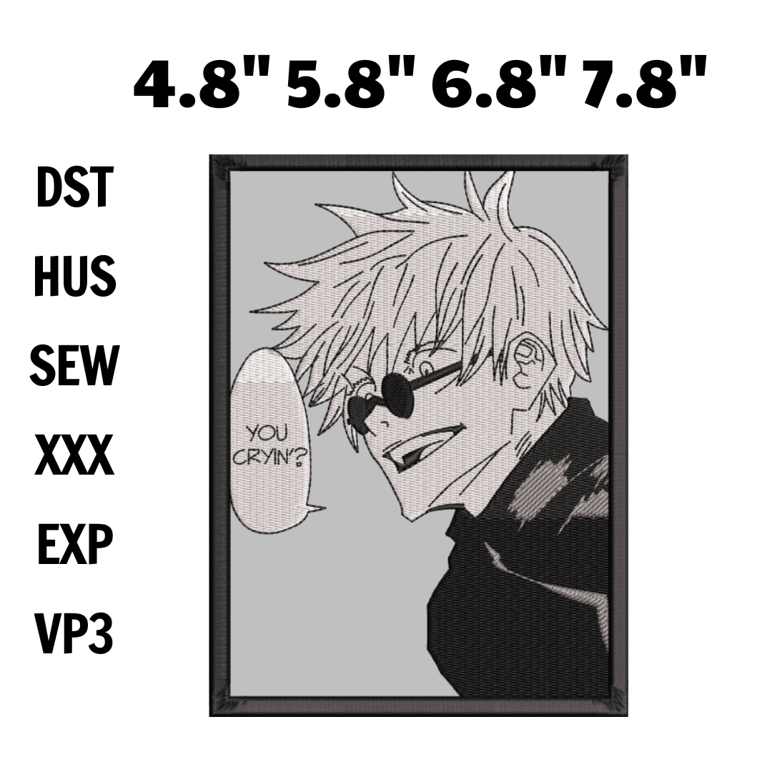 SATORU GOJO Embroidery Design File, Anime Inspired Embroider | Inspire ...