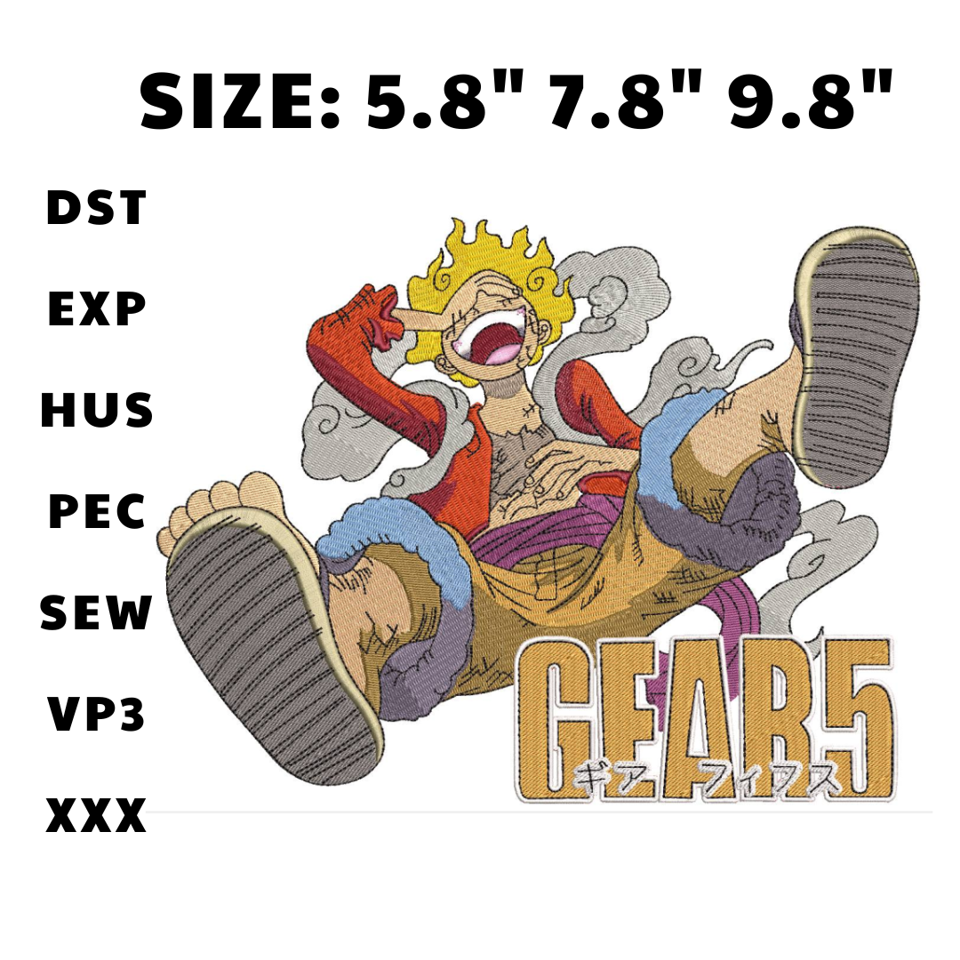 Luffy Gear 5 Embroidery Design File, Anime Inspired Machine - Inspire ...