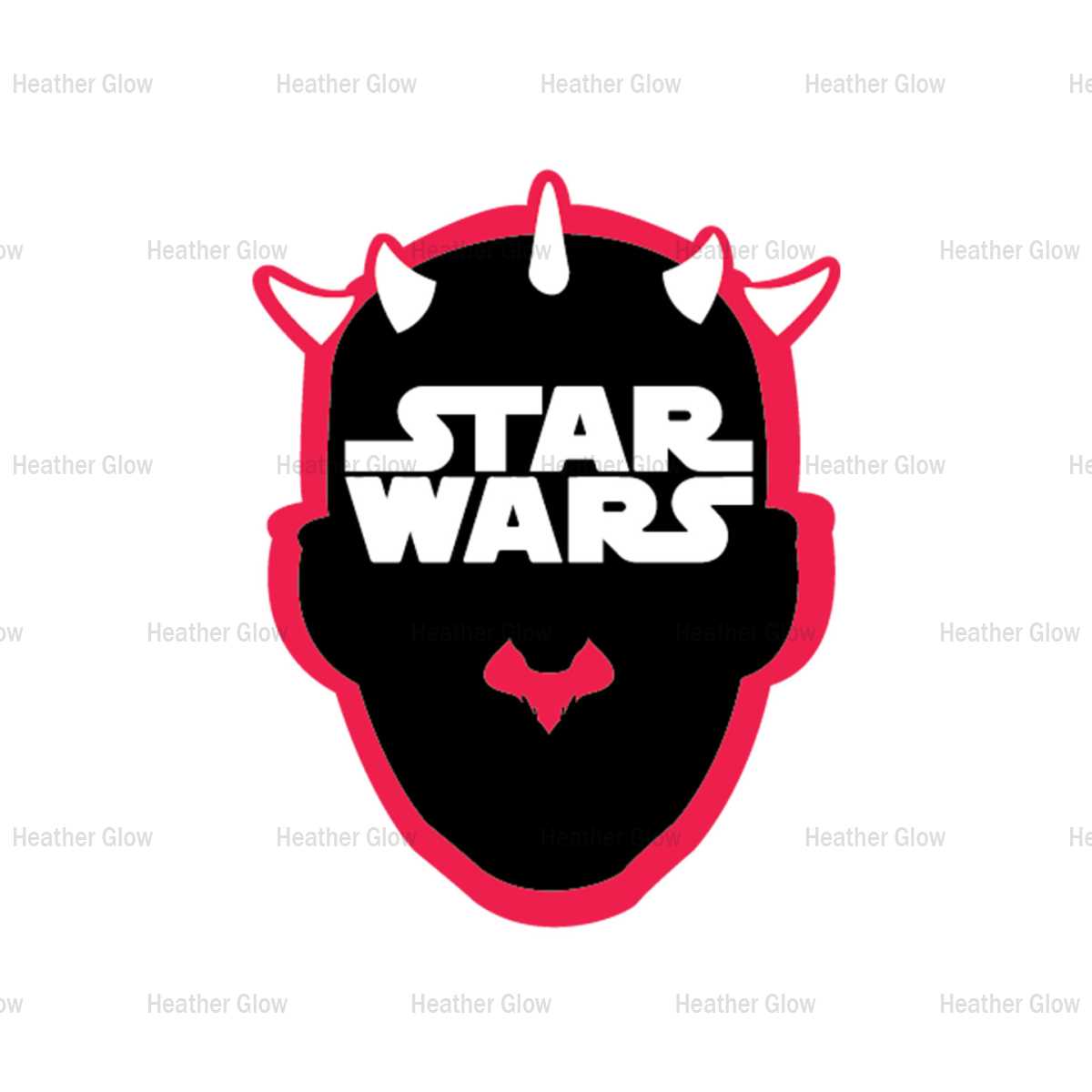 Black White Star Wars Logo Dracusor Darth Maul Head SVG | Inspire Uplift