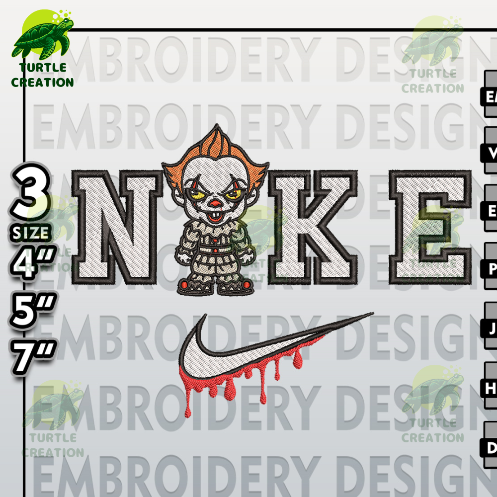 Pennywise like Embroidery Designs, Horror Character Embroide | Inspire ...