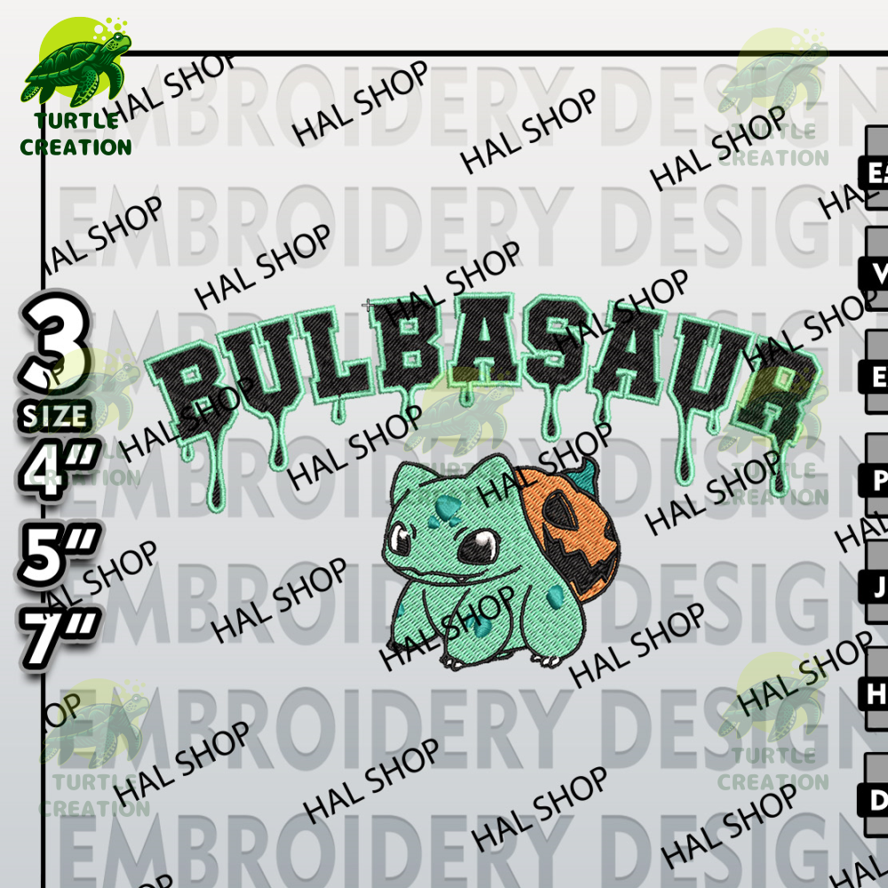 Pokemon Machine Embroidery Designs, Drop Name Bulbasaur Pump | Inspire ...