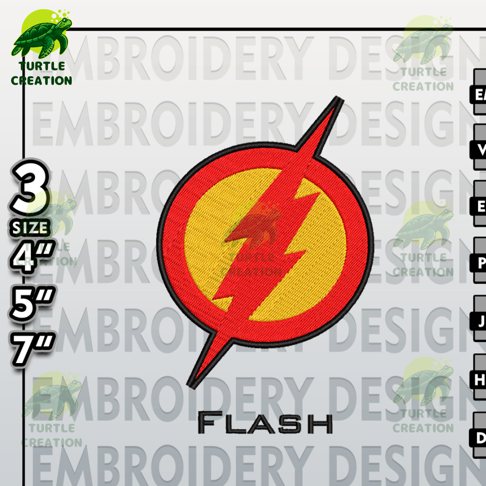 The Flash Embroidery Designs, The Flash Logo Embroidery File | Inspire ...