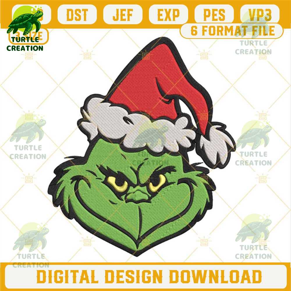 Grinch Face Machine Embroidery Design File 1.jpg - Inspire Uplift