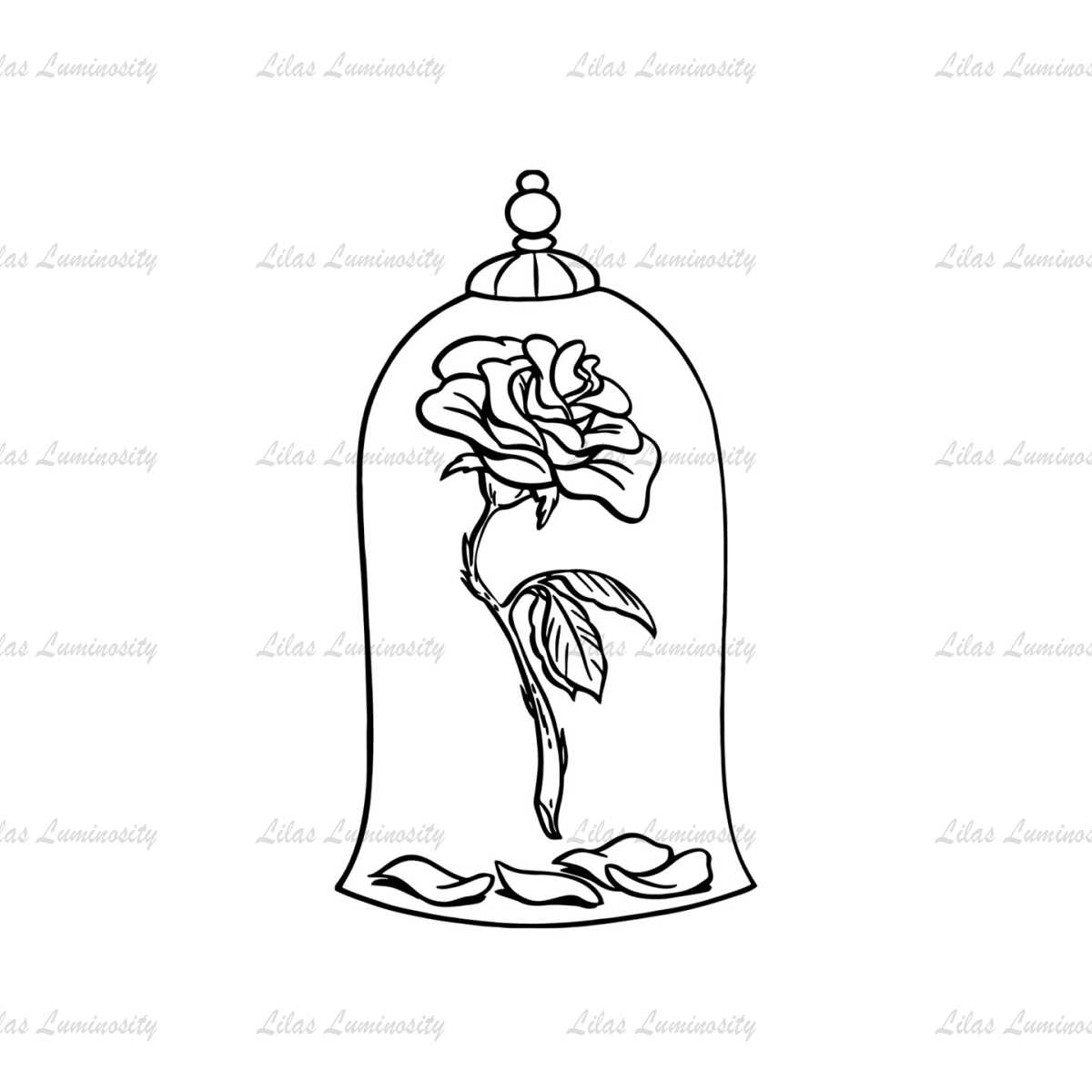 Beauty and The Beast Enchanted Rose Silhouette SVG - Inspire Uplift