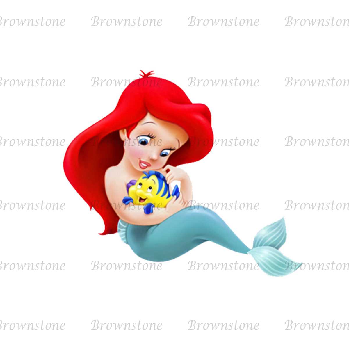 Baby Little Mermaid Ariel and Flounder Fish PNG | Inspire Uplift