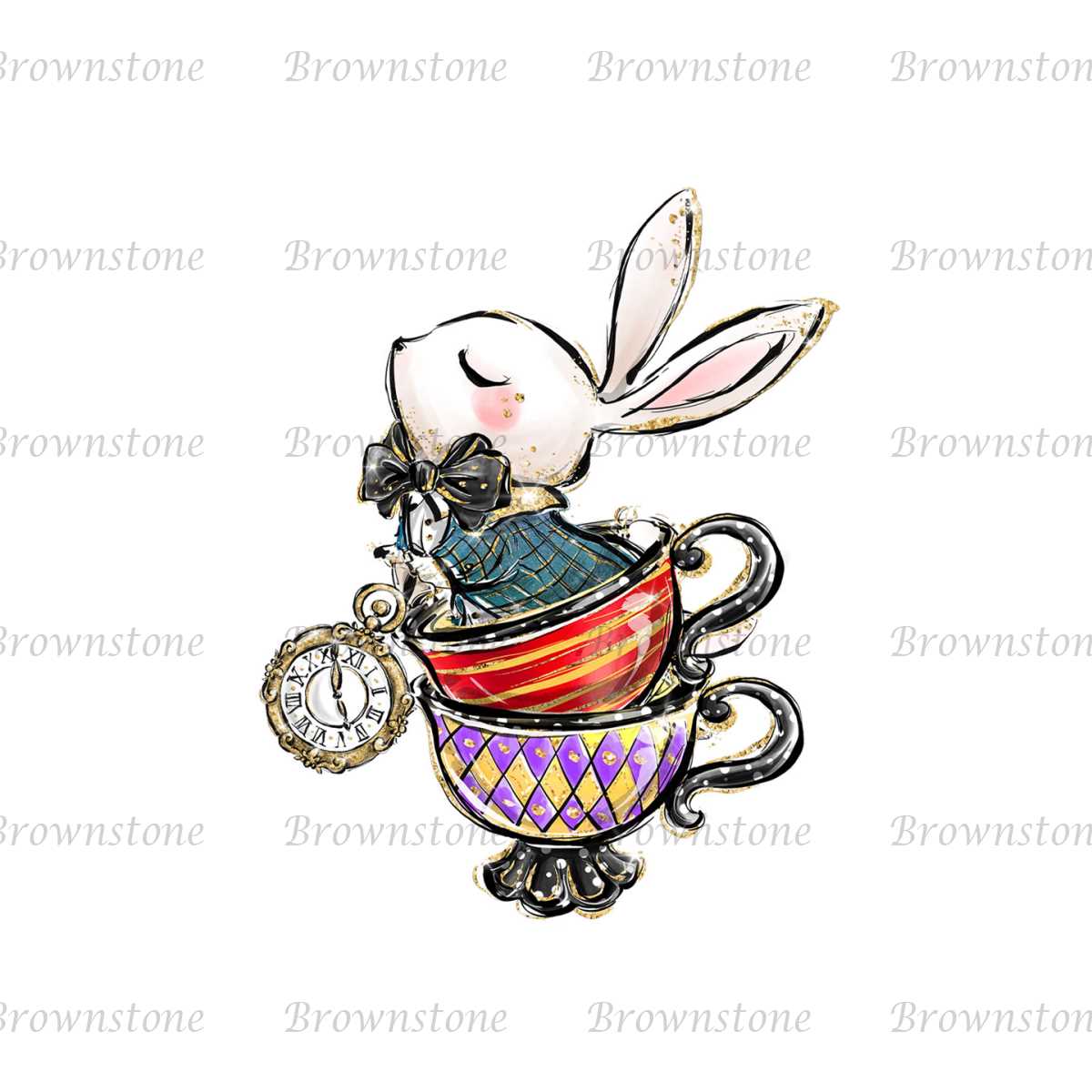 White Rabbit Clock Alice Tea Time Wonderland Characters PNG | Inspire ...