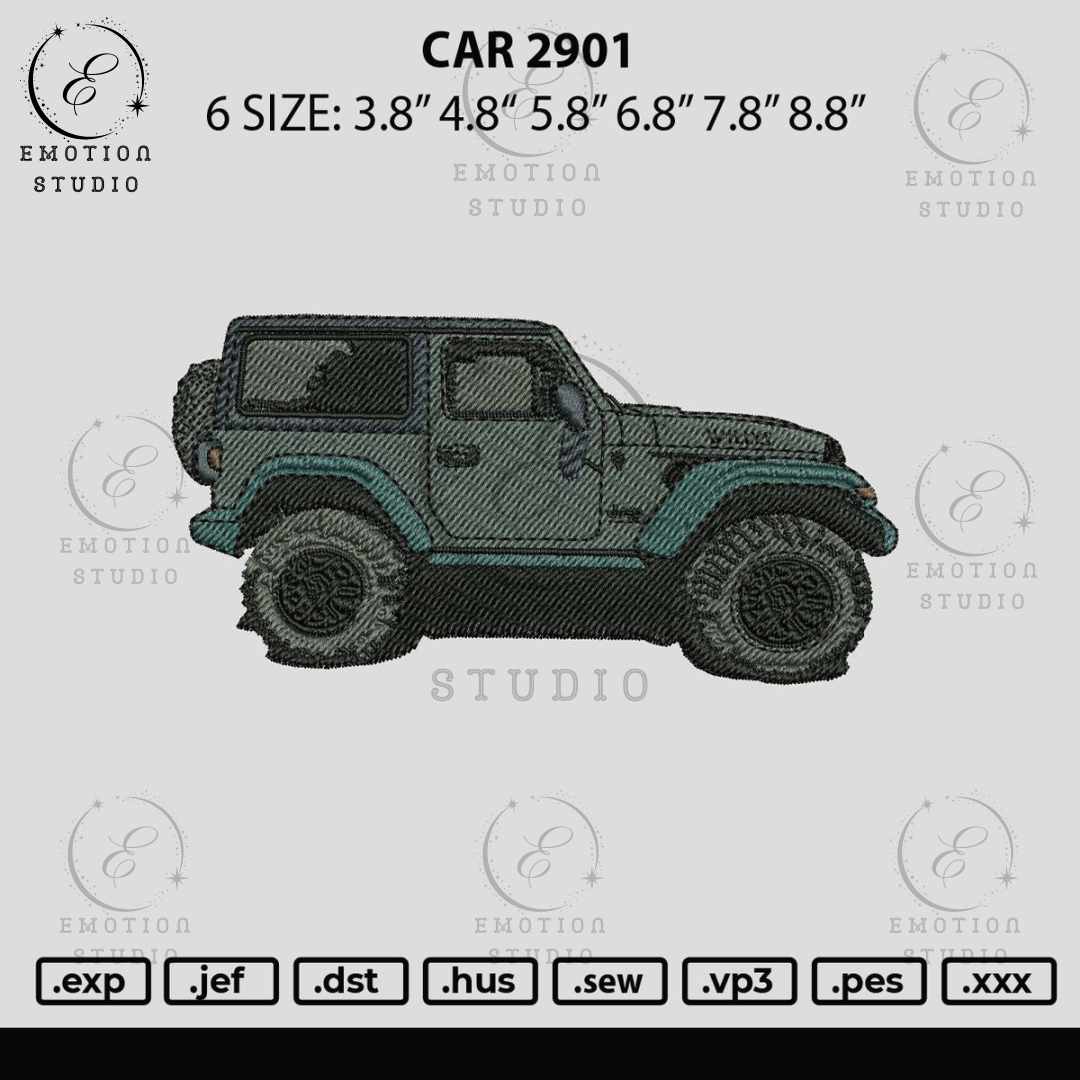 Car 2901 Embroidery File 6 sizes, Embroidery Design | Inspire Uplift